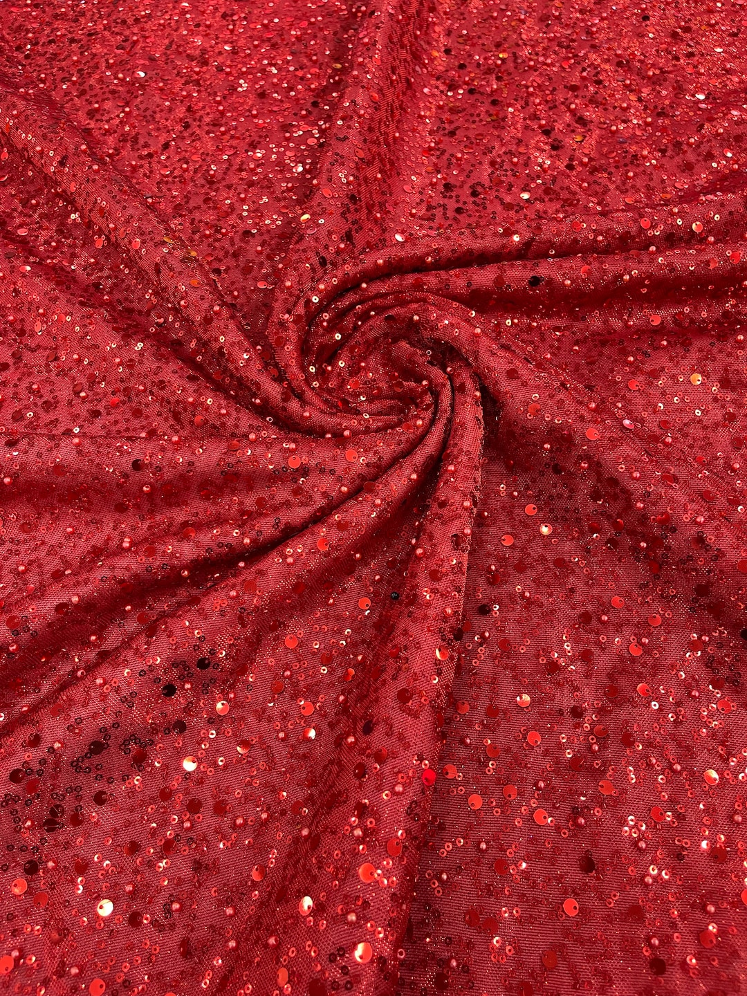 Red Shimmer Fabric With Beaded Sequin by Yard, 4 Stretch Shimmer Fabric ...