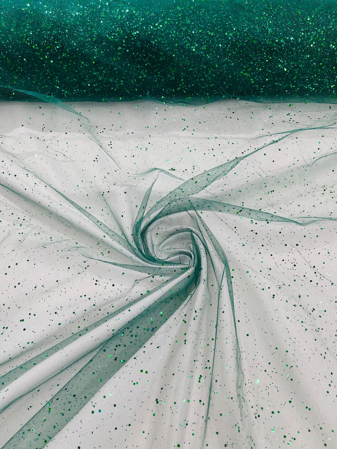 Hunter Green Sparkle Tulle Fabric With Glitter Fabric 60"wide by Yard ...