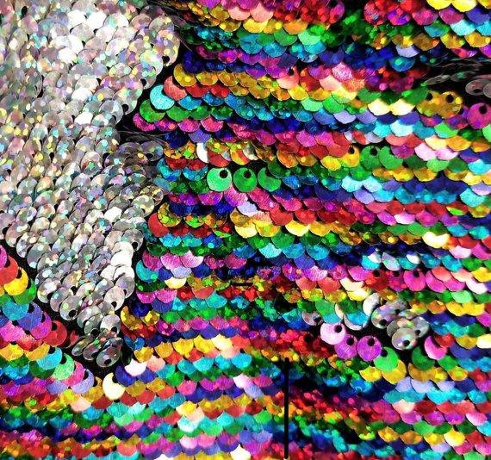 Multi-color/silver Flip up Sequins Reversible 2-way Stretch - Etsy