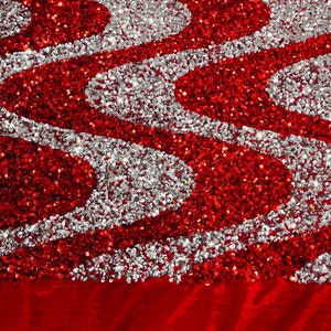 Stretch Velvet Sequins - Red / Silver Sequin on Stretch Velvet Fabric ...