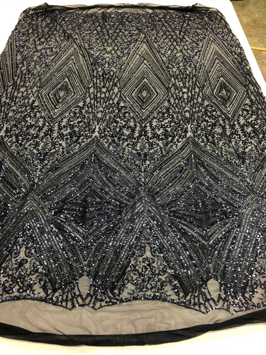 Navy Blue 4 Way Stretch Geometric Sequins Nova Design - Etsy