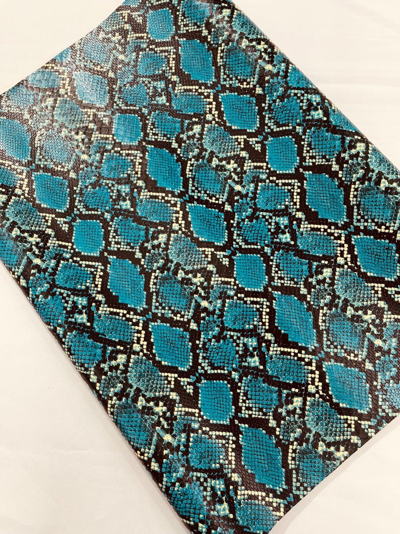 Caribbean Turquoise Snake Skin Embossed Vinyl: Python Faux Leather ...