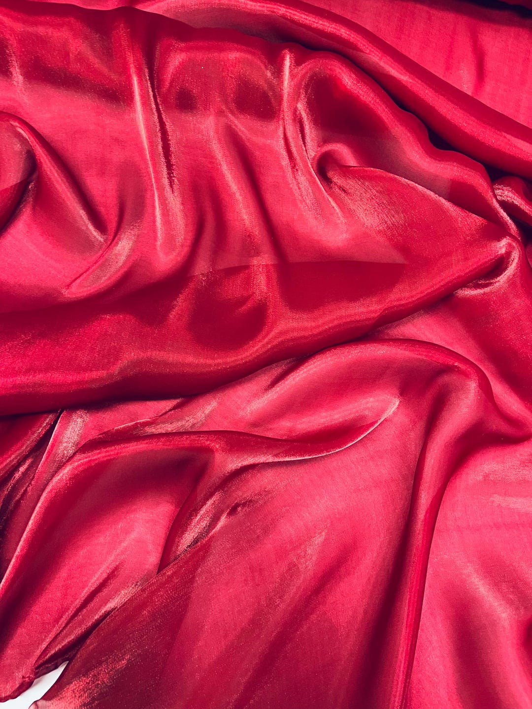 Burgundy Water Shine Bridal Liquid Chiffon Fabric: Ultra Glossy Shimmer ...