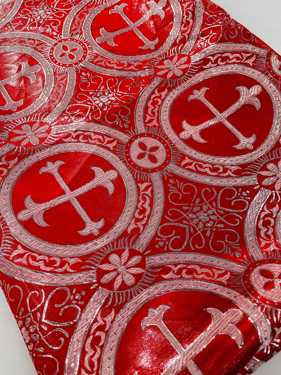 Red/silver Religious Brocade | Liturgical Fabric | Ecclesiastical ...