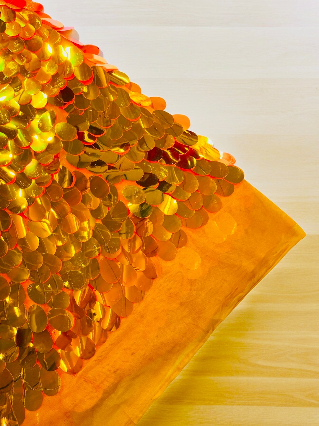 Orange/gold Iridescent Jumbo Sequins Oval Sequin Paillette by the Yard ...