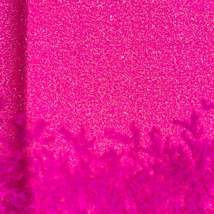Neon Pink Sequin Velvet Fabric With Feathers on Pink Stretch Velvet ...