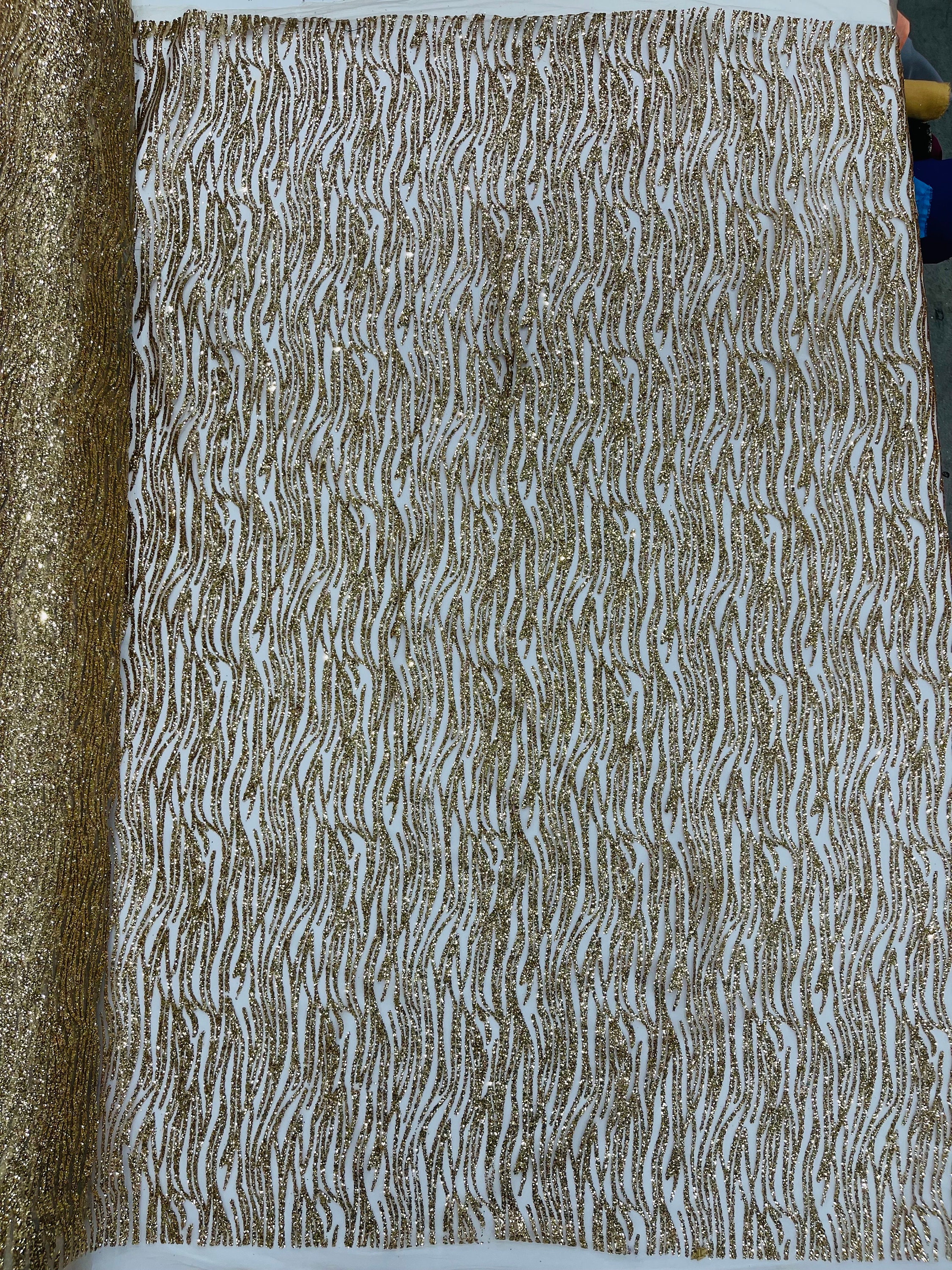 Gold Glitter Mesh Fabric | Glitter Fabric on Tulle by the Yard for ...