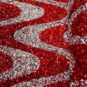 Stretch Velvet Sequins - Red / Silver Sequin on Stretch Velvet Fabric ...