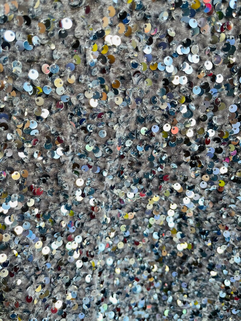 Gray Sequin on Gray Stretch Velvet With Luxury Sequins all | Etsy
