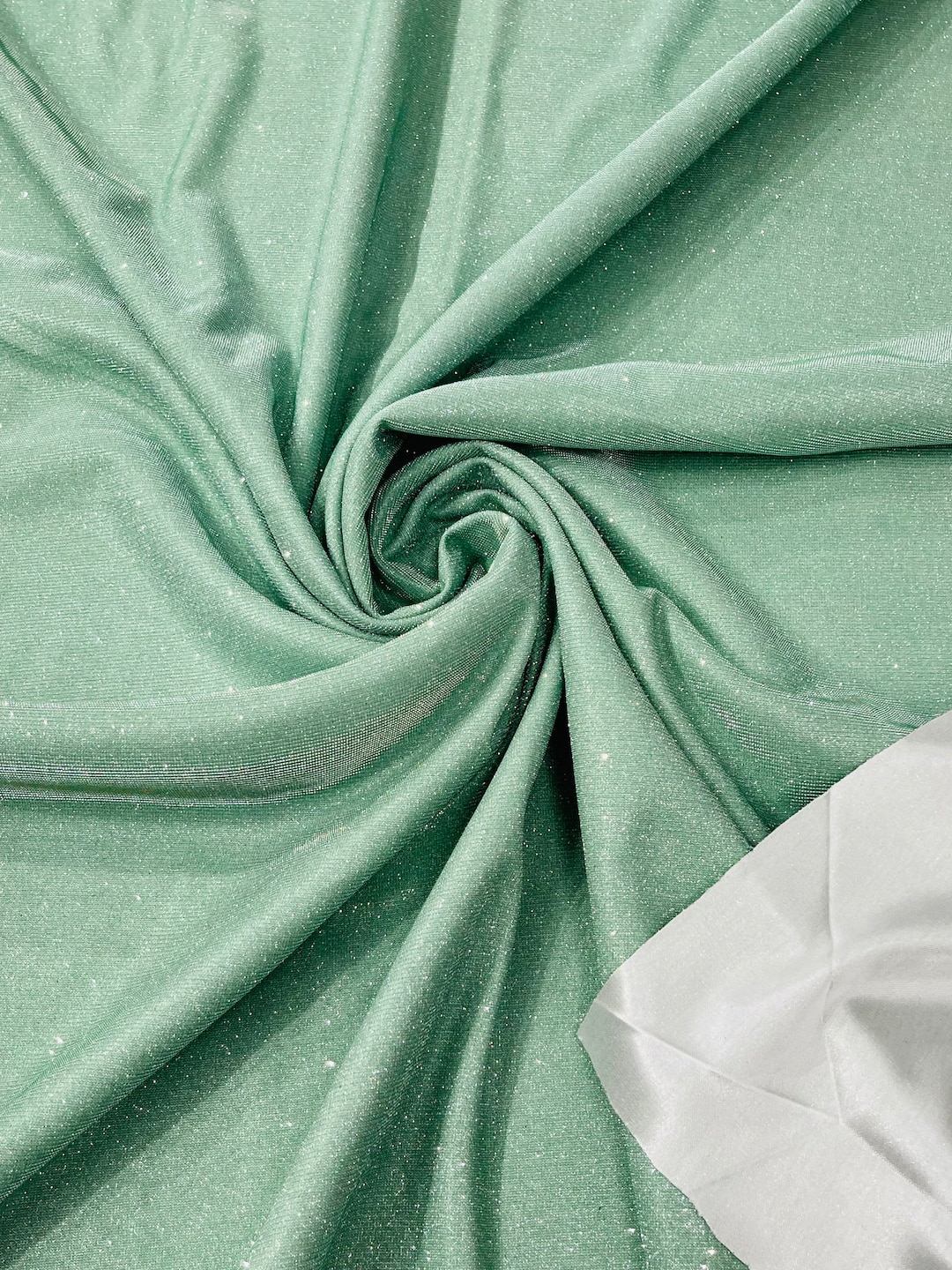 Sage Shimmer Fabric by Yard, Stretch Glitter Fabric | Luxury Sparkle ...