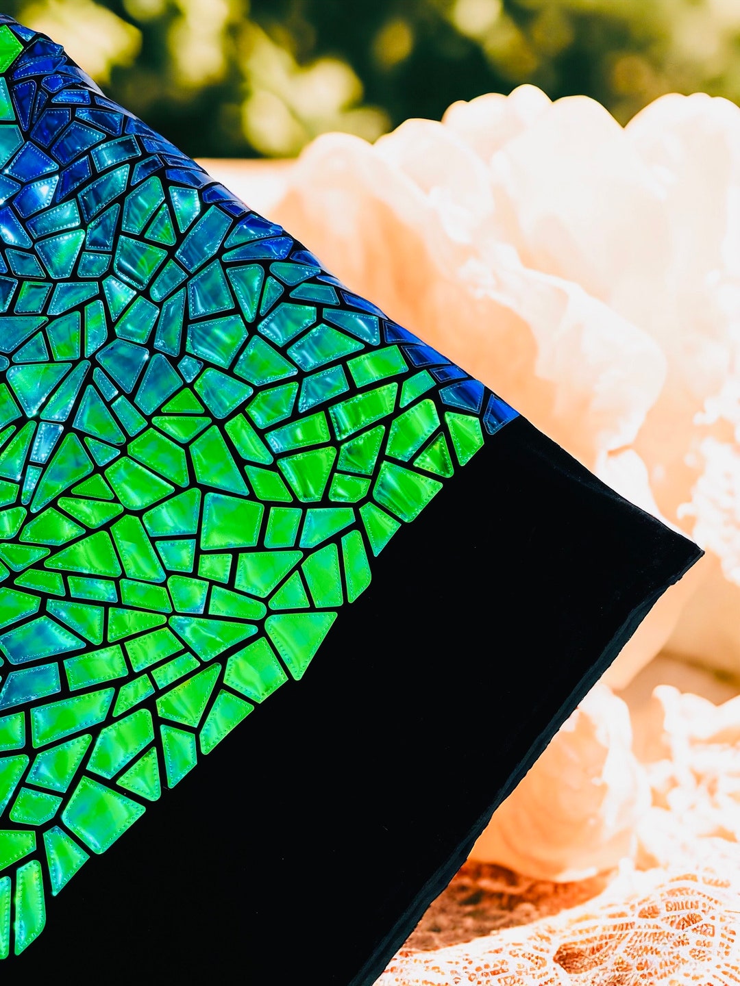 Green Iridescent Mirror Sequin Fabric, 2 Way Stretch Velvet Sequin ...