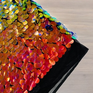 Black Rainbow Reversible Sequins Fabric - Etsy