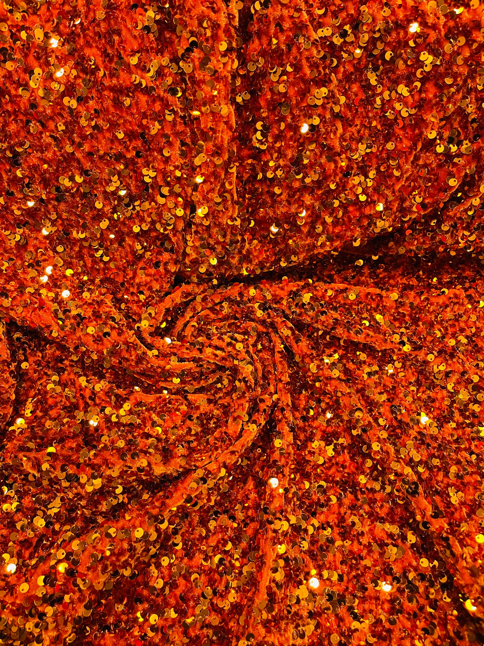 Orange Sequins Velvet Fabric by the Yard Orange Stretch Velvet With ...