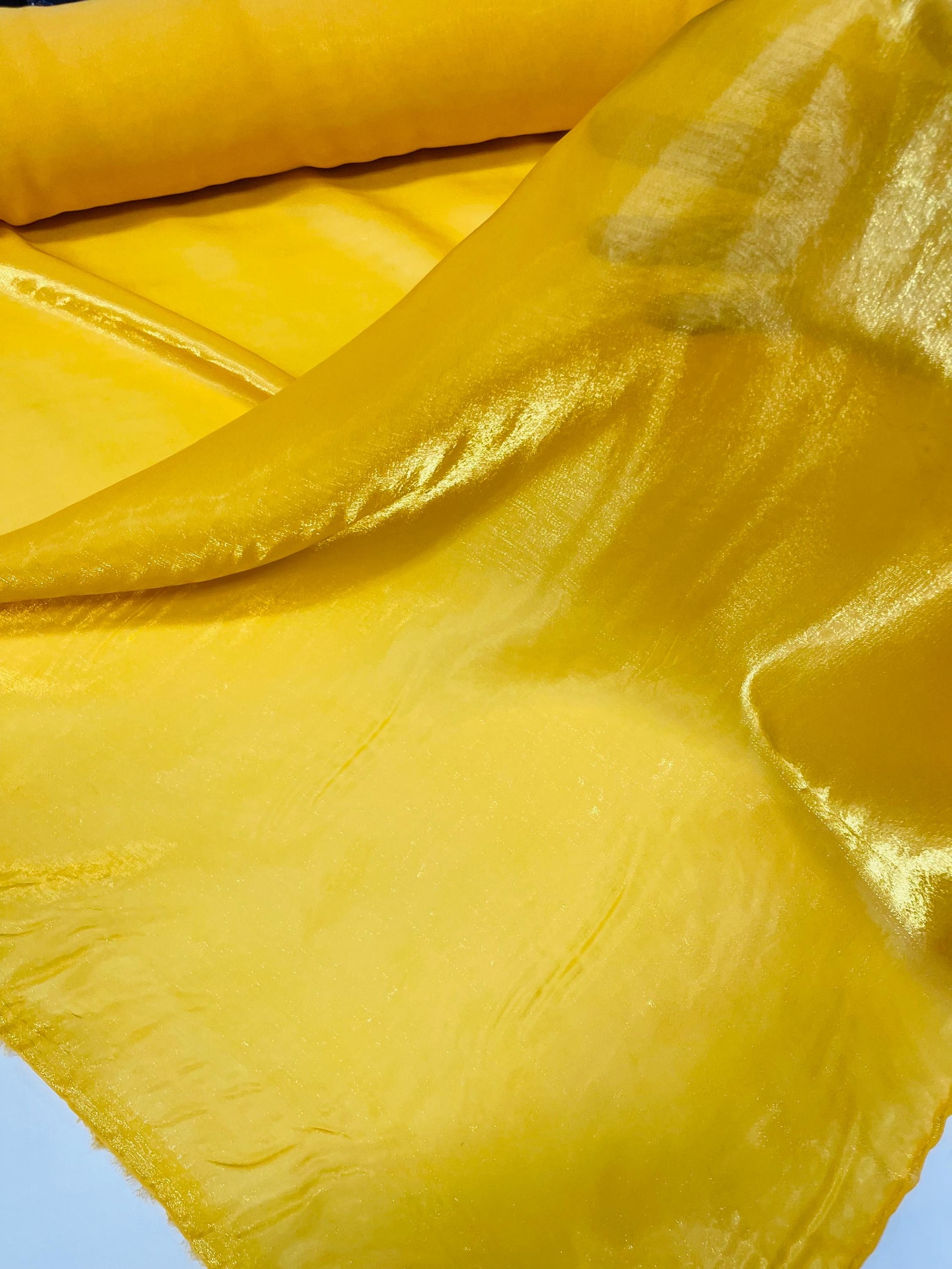 Yellow Liquid Crystal Chiffon Fabric: Ultra Glossy Bridal Shimmer - Etsy