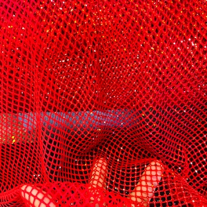 Red Rhinestone Fishnet Fabric: 4-way Stretch Spandex, Crystal Stones by ...