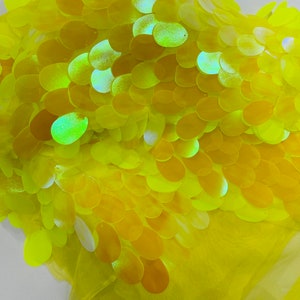 Yellow Iridescent Jumbo Sequins Oval Sequin Paillette by the Yard ...