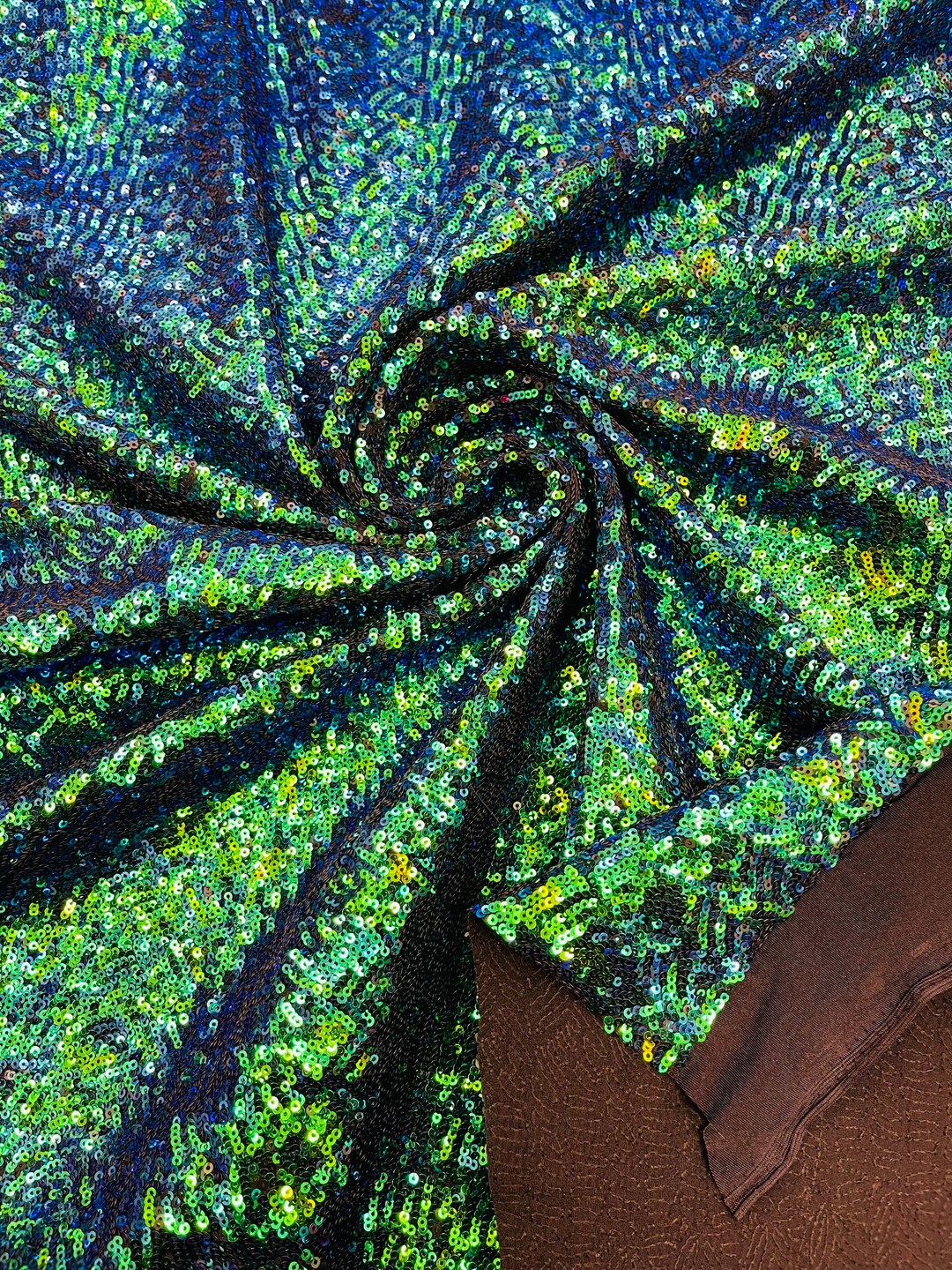 Green Iridescent Mini Glitz Sequins by the Yard on Spandex Fabric | 4 ...
