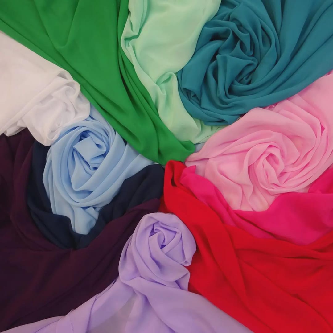 Spandex Chiffon-2 Way Slight Stretch Chiffon Fabric, Imitation Silk 58/ ...