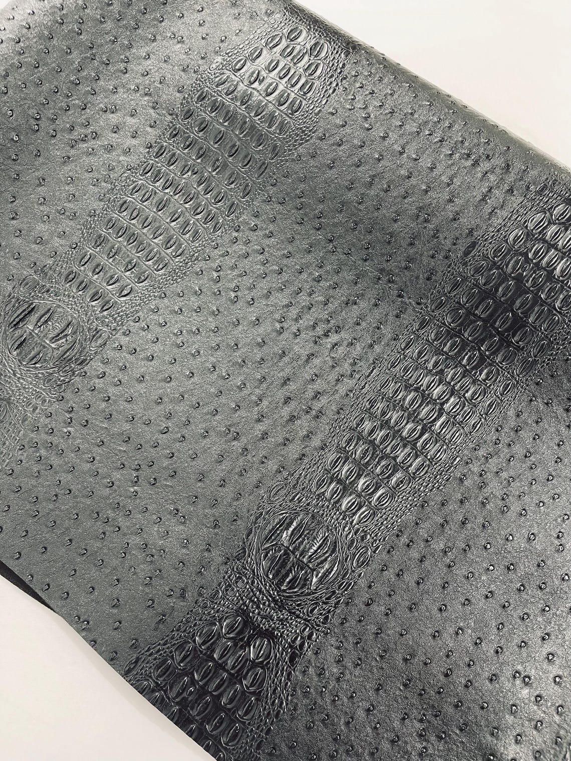 Black Embossed Ostrich Gator Vinyl Fabric: Upholstery, Purses, Shoes ...
