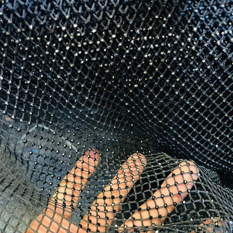 Rhinestone Fishnet Fabric - Etsy