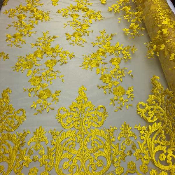 Yellow Lace Fabric - Etsy