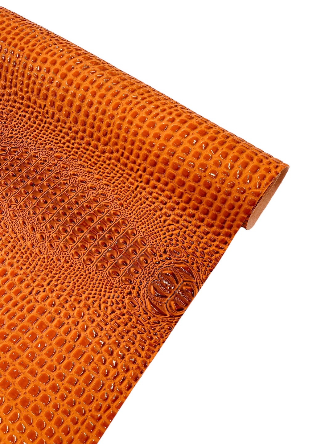 Orange Embossed Alligator Vinyl Fabric: Faux Leather Upholstery by the ...