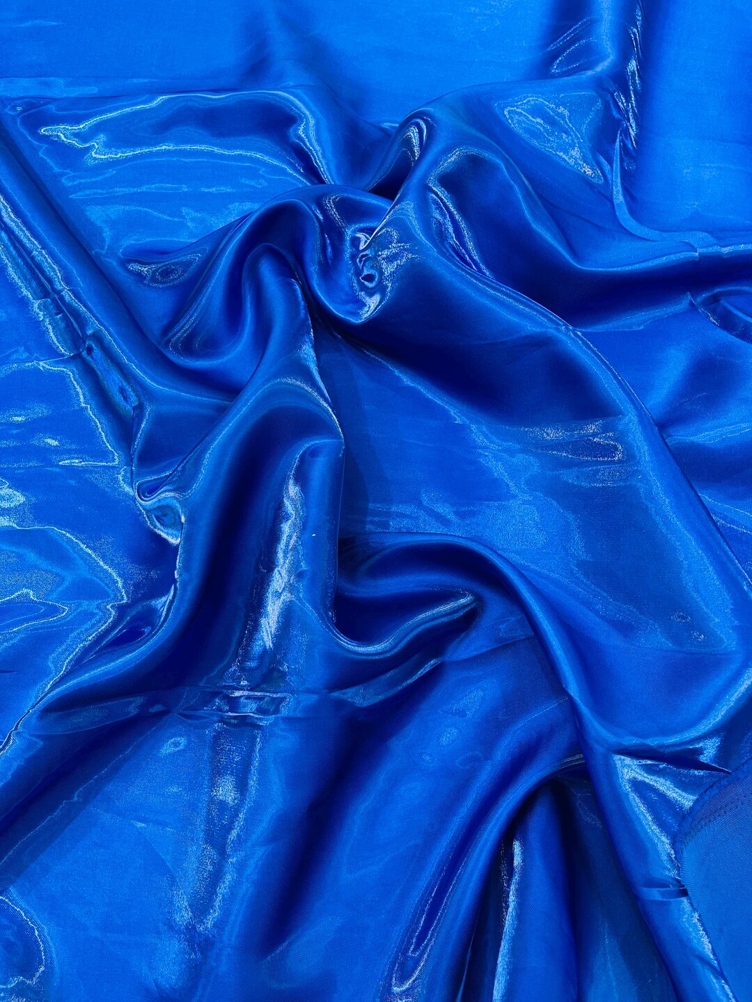 Royal Blue Liquid Crystal Satin Fabric: Glossy Bridal Polyester by the ...