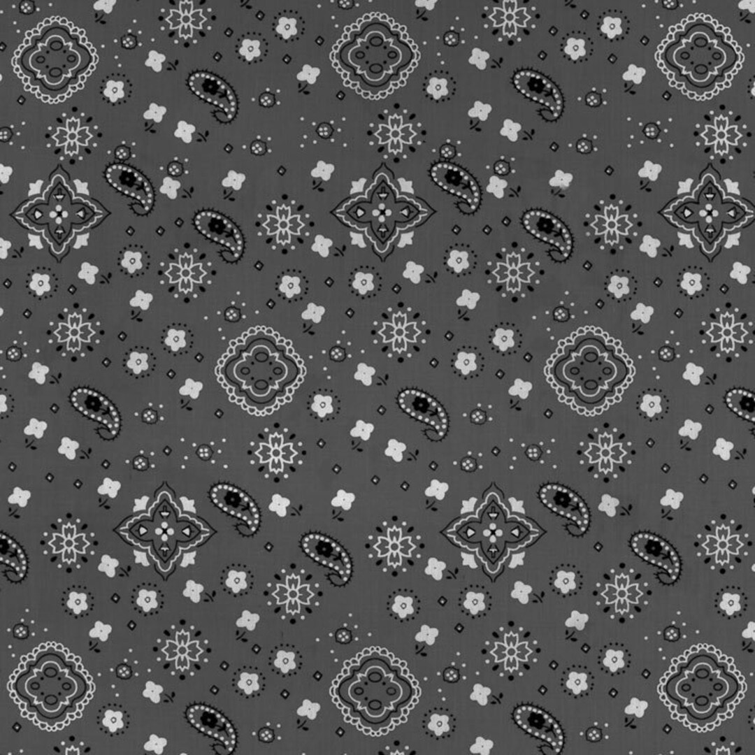Gray Bandana Print Fabric Cotton/polyester Sold by the Yard - Etsy
