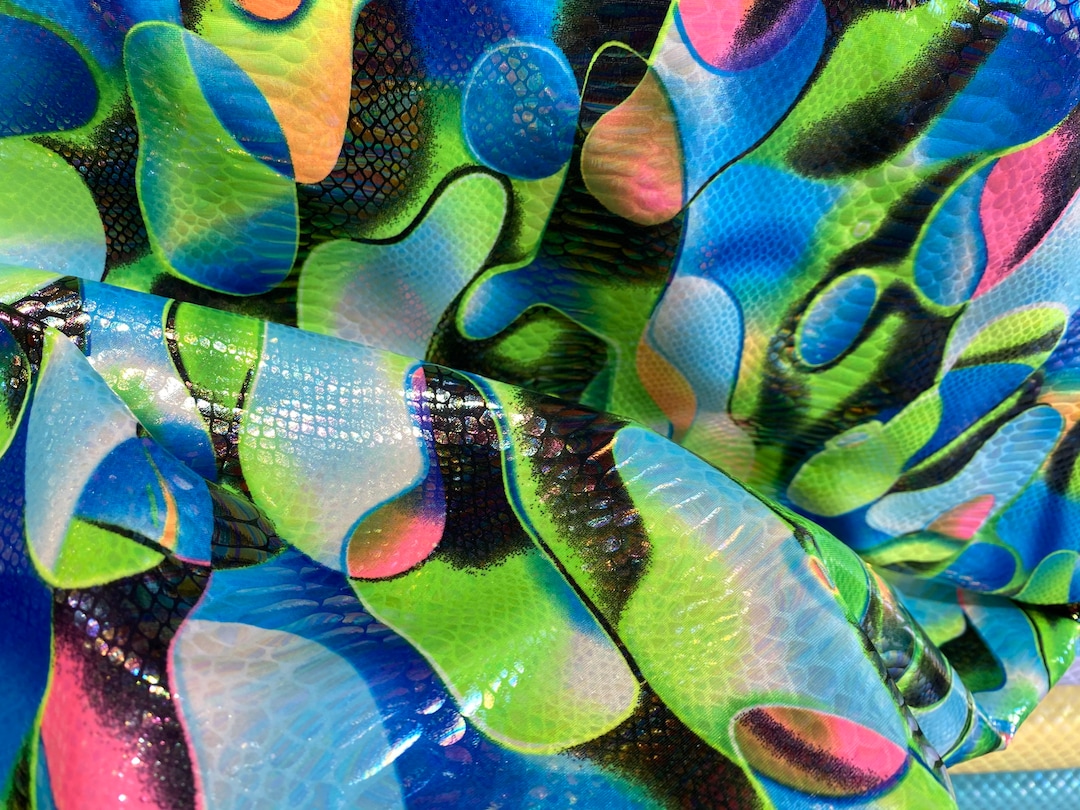 Green Boa Snake Print Nylon Spandex Fabric: 4-way Stretch Lycra - by ...