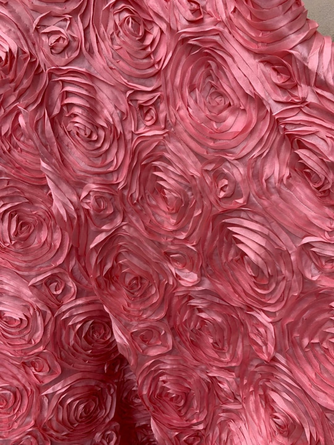 Dusty Rose Rosette Fabric 3D Rosette Satin, Floral Satin ( Choose the ...