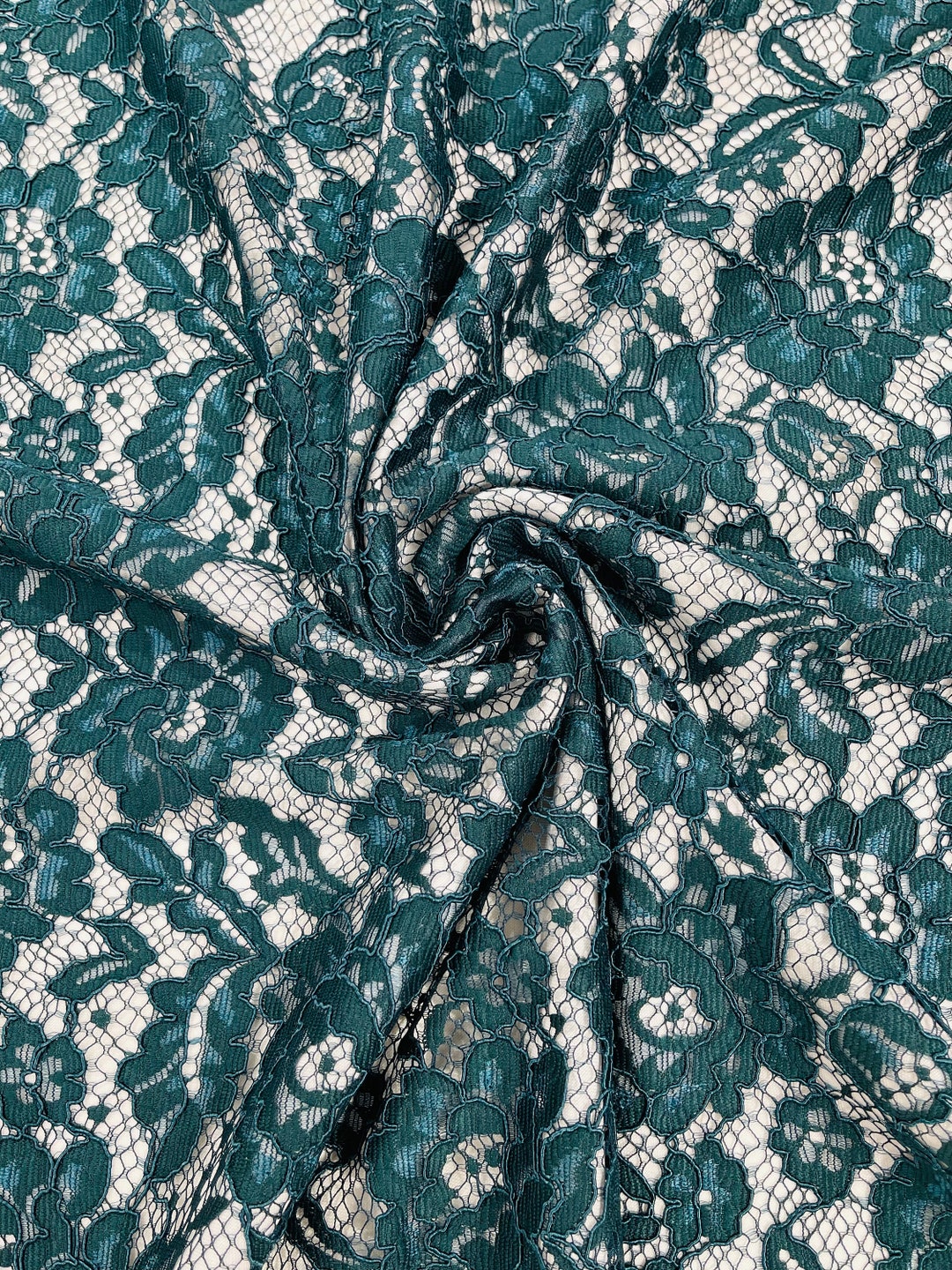 Sample 2”x4” Teal Corded Floral Lace Fabric | Wedding Lace Fabric ...