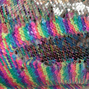 Multi-color Silver Flip up Sequins Reversible, 2-way Stretch 58/60 ...