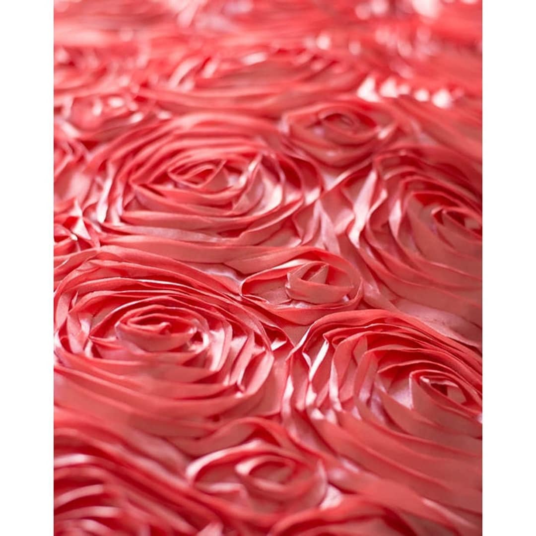Coral Rosette Fabric 3D Rosette Satin, Floral Satin ( Choose the Size ...