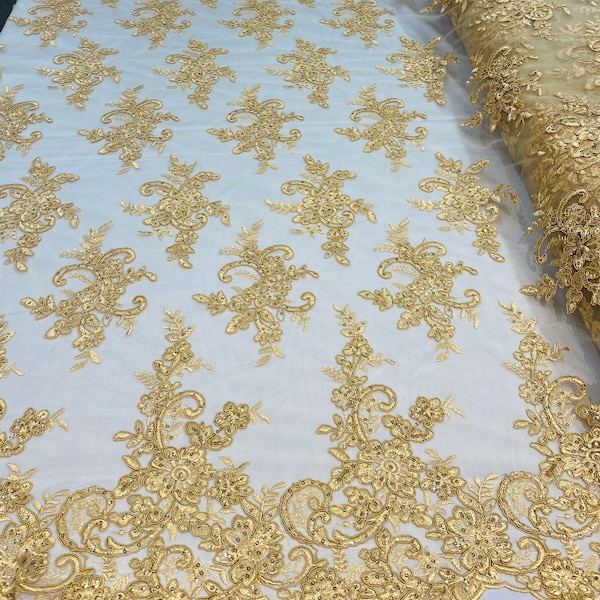 Gold Lace Fabric - Etsy