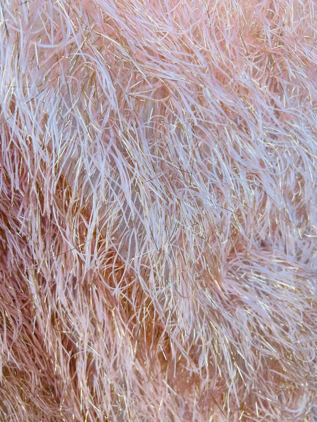 Metallic Peach /gold Eyelash Design by the Yard, Eyelash Fabric ...