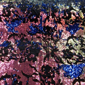Iridescent Rainbow Sequin on Black Stretch Velvet With Luxury ...