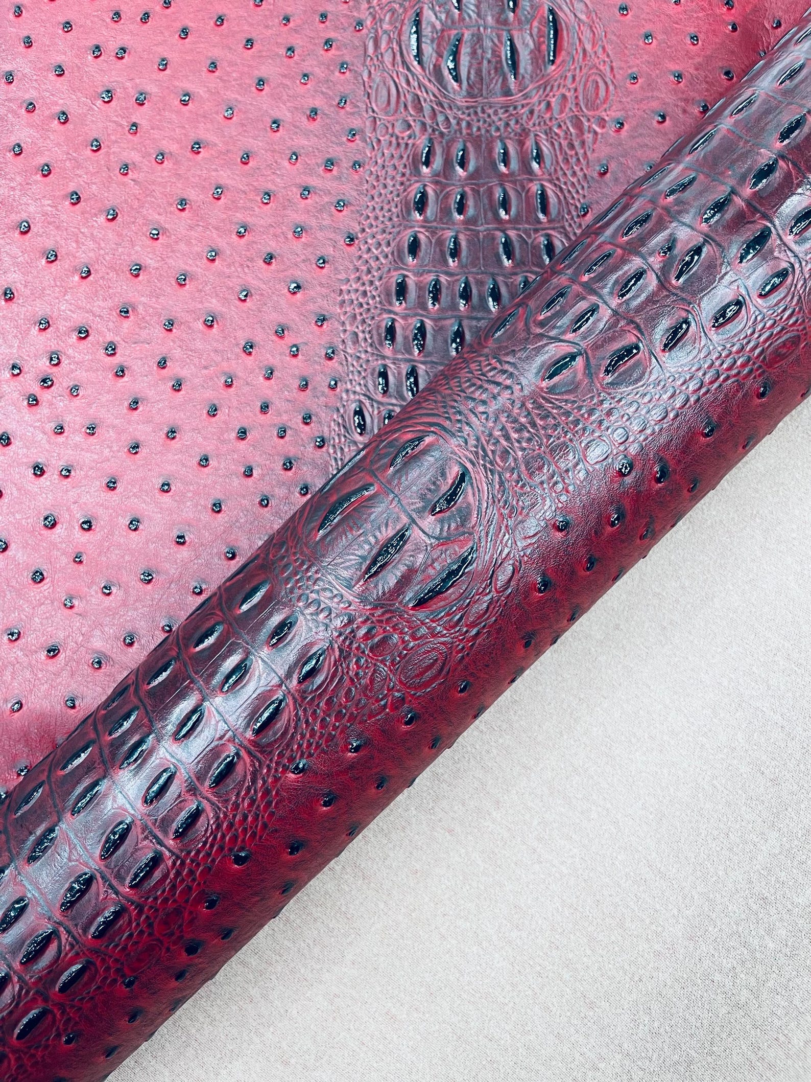 Burgundy Embossed Ostrich Gator Vinyl Fabric: Upholstery, Purses, Shoes ...