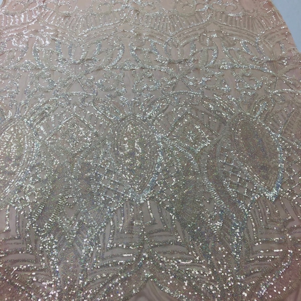 Nude Clear Sequin Fabric - Etsy