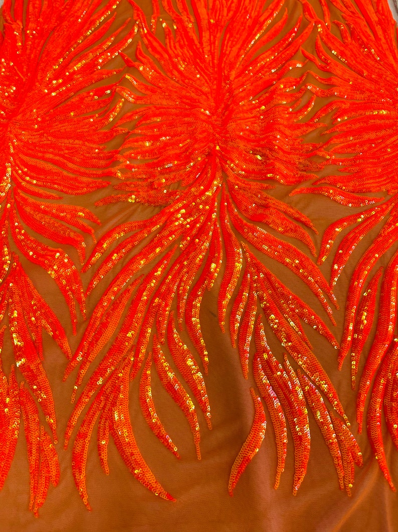 Iridescent Orange Sequin 4 Way Stretch Phoenix Wing Sequin - Etsy