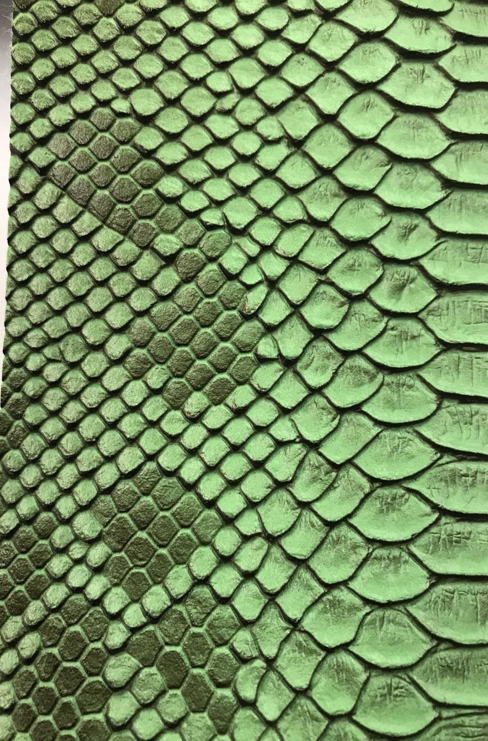 Green/black Faux Viper Snake Skin Vinyl-faux Leather-3d Scales-sold ...