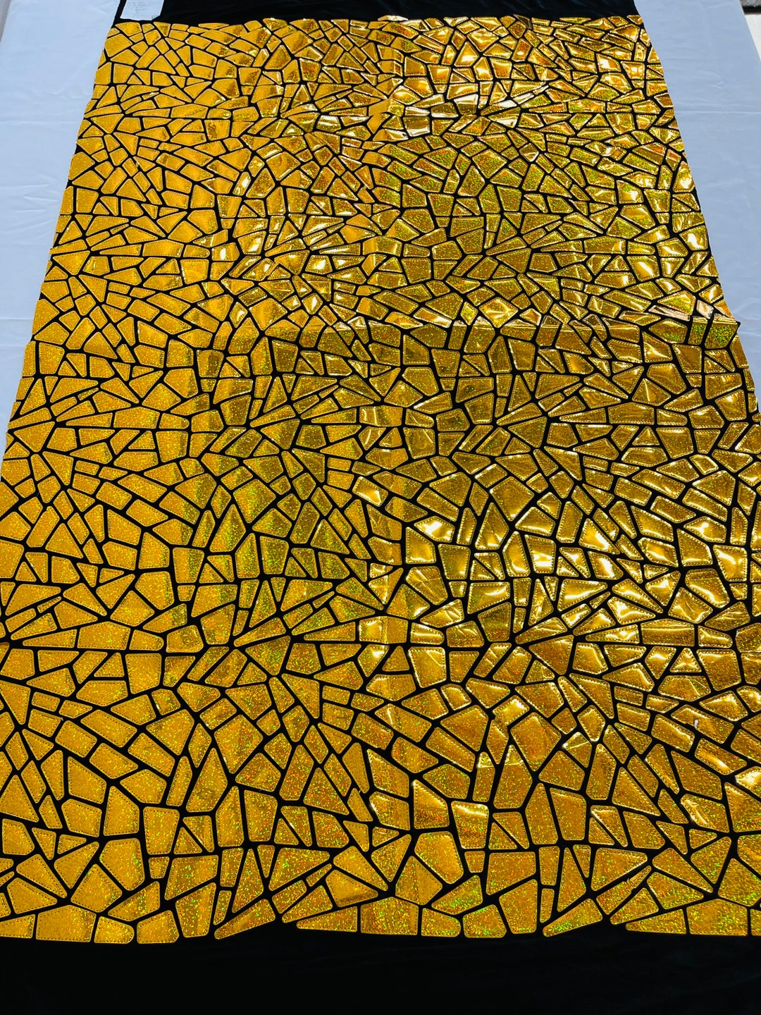 Gold Holographic Sequins Velvet by the Yard 2 Way Stretch 58/60 ...