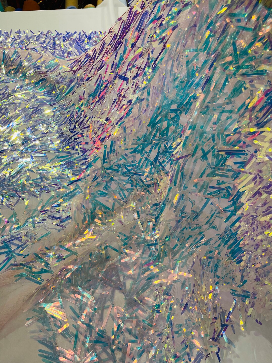 Clear Iridescent Sword Shaped Sequins by the Yard, Long Strips Sequins ...