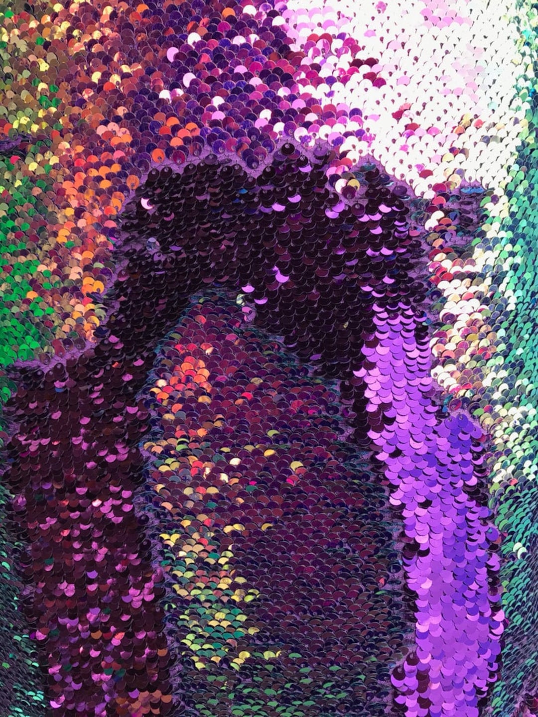 Iridescent Purple Flip up Sequins Reversible, 2-way Stretch 58/60 ...