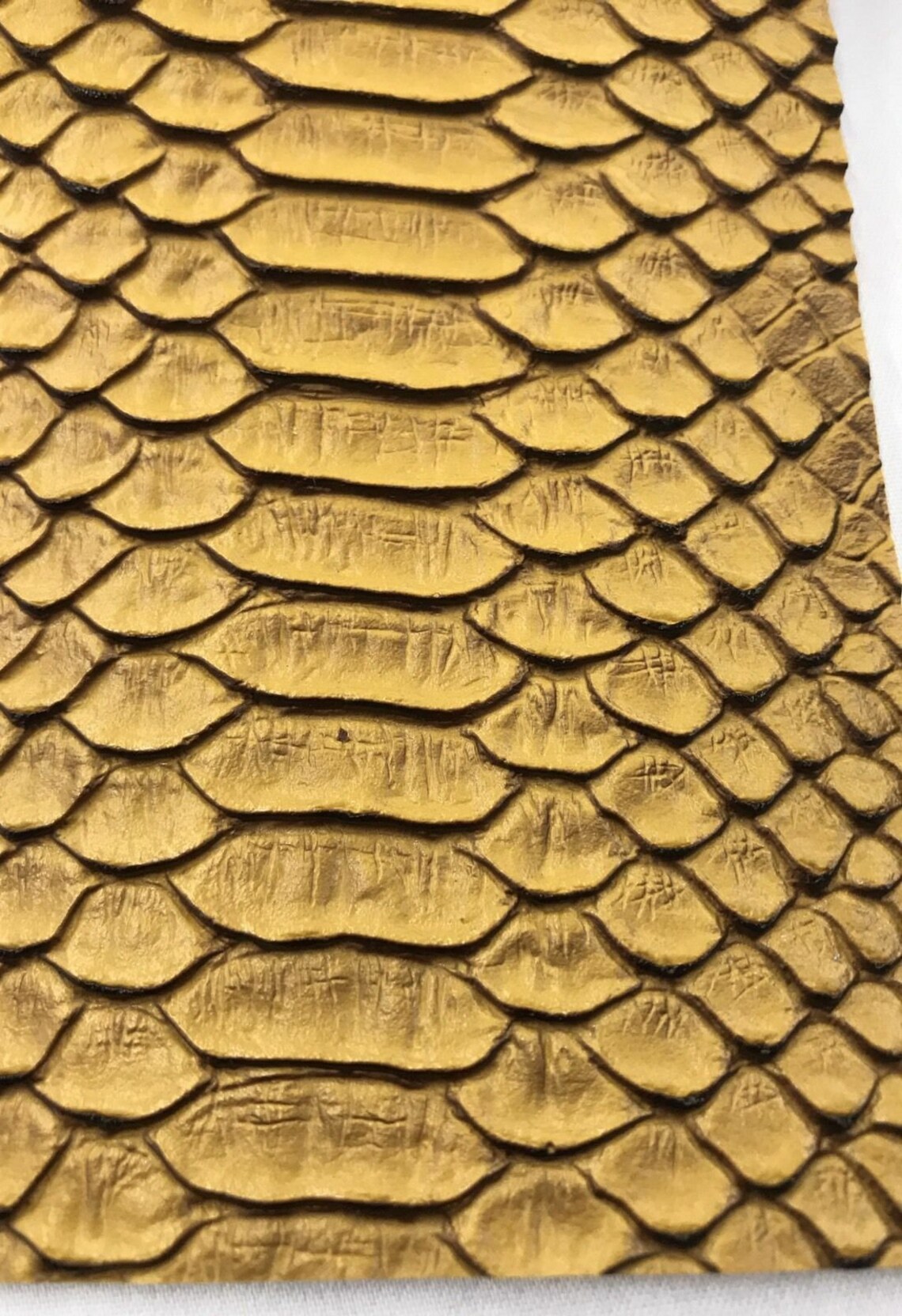 Gold Matte Faux Viper Snake Skin Vinyl-faux Leather-3d Scales-sold ...