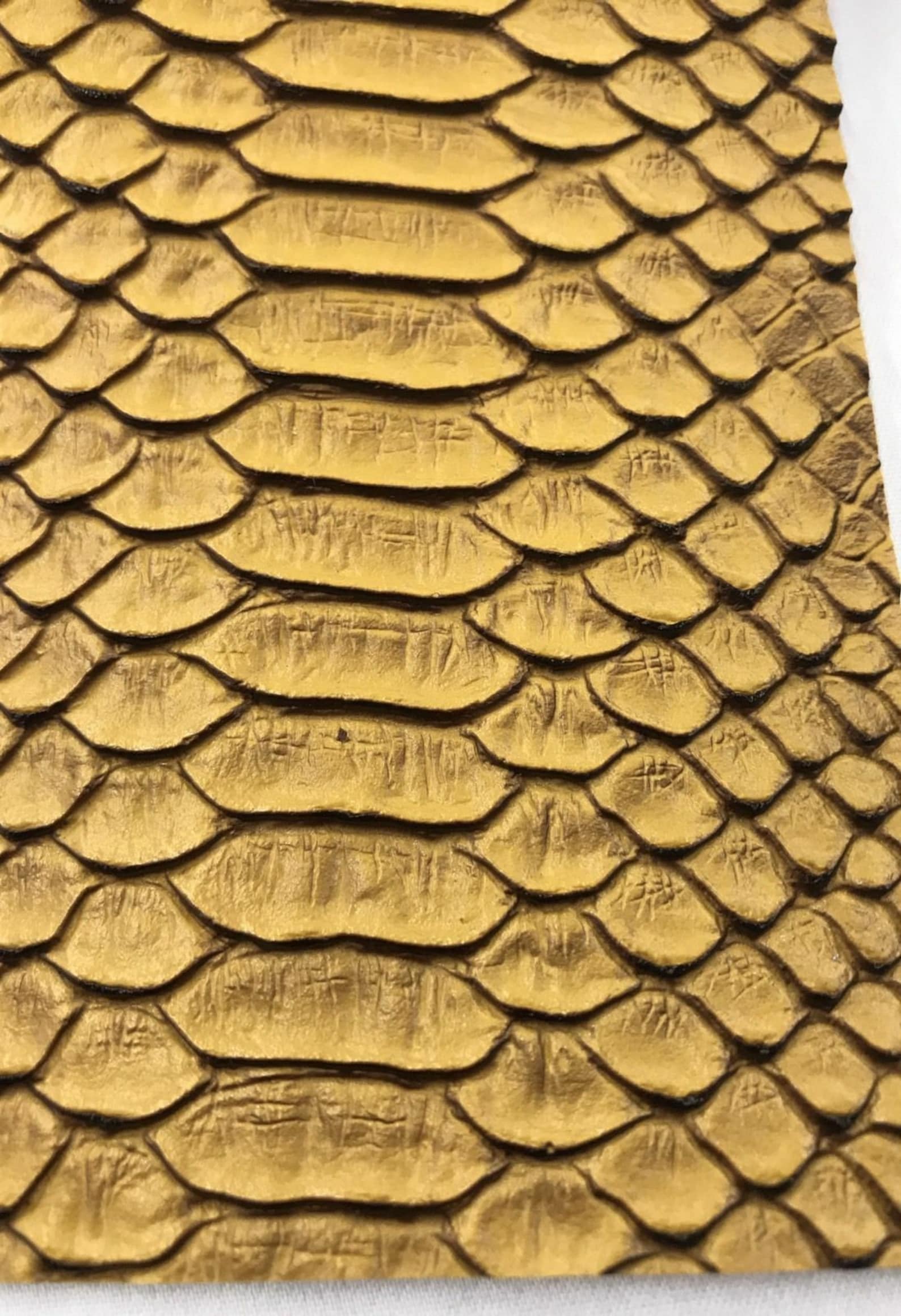 Gold Matte Faux Viper Snake Skin Vinyl-faux Leather-3d Scales-sold ...