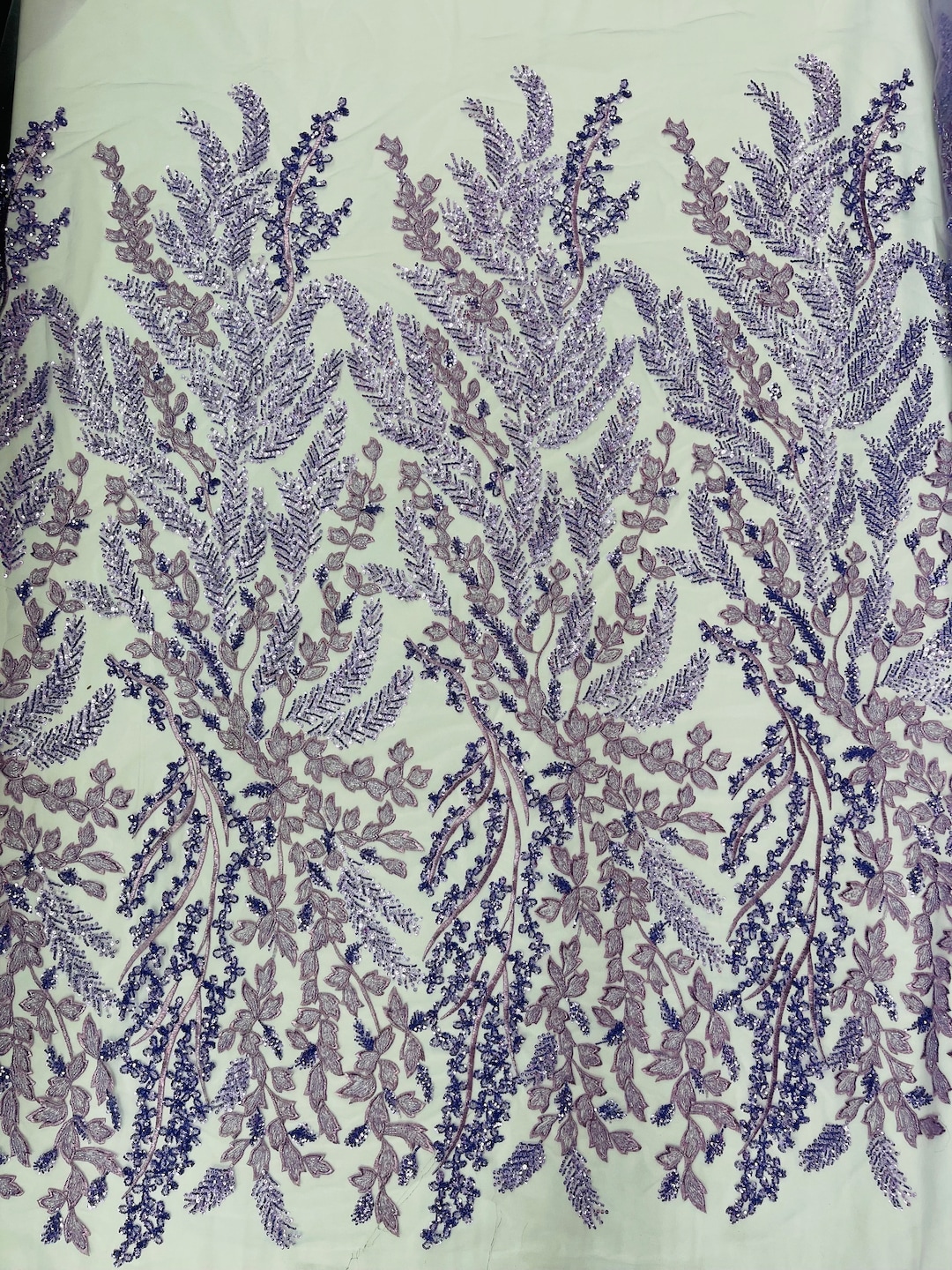 Lavender Floral Beaded Fabric: Embroidered Wedding Bridal Lace - Etsy