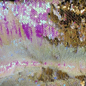 Iridescent Pink/gold Flip up Sequins Fabric: 2-way Stretch (58/60") - Etsy