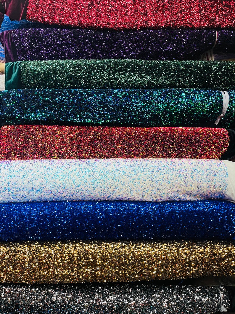 Red Sequin Stretch Velvet Fabric: 5mm Shining Sequins, 2-way Stretch ...