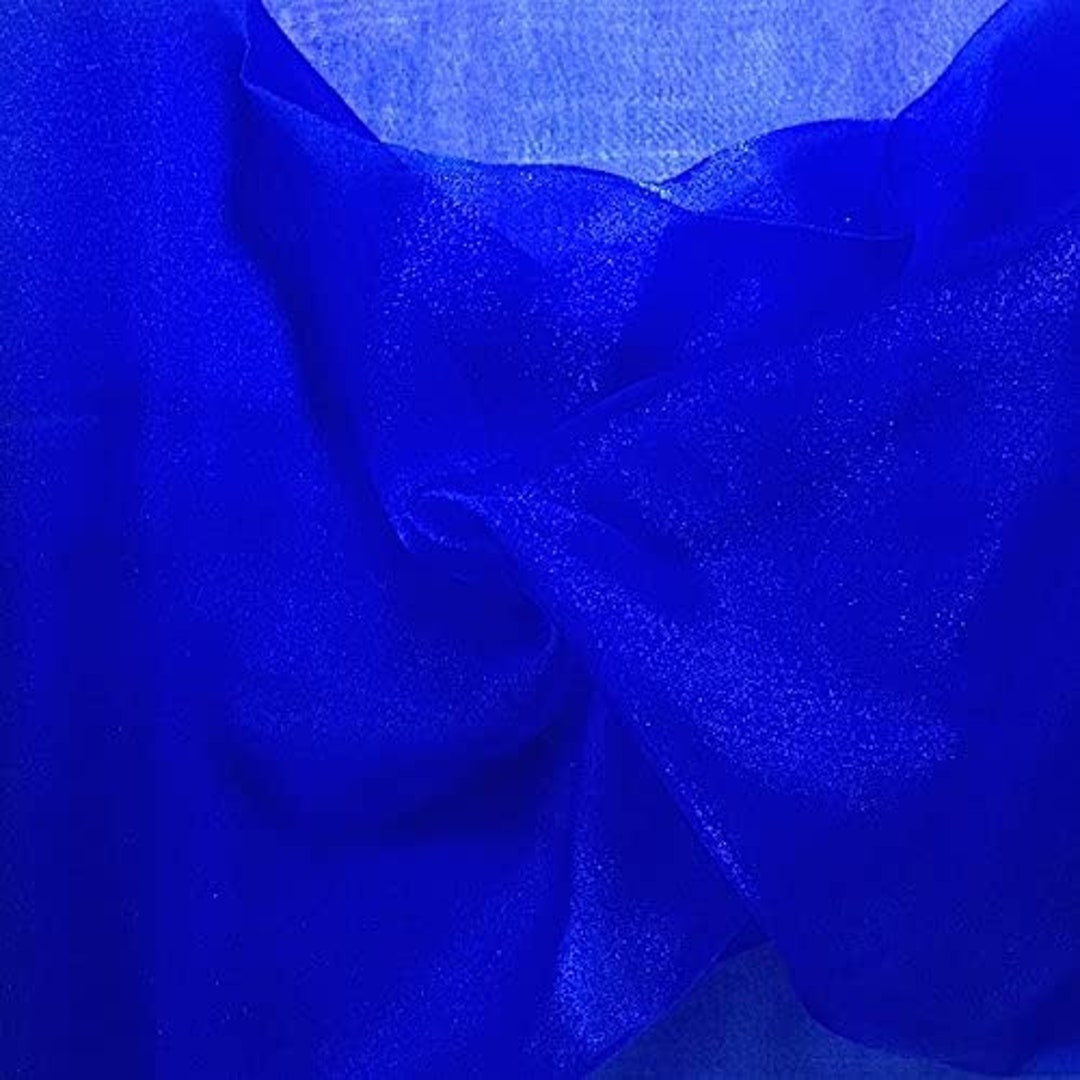 ROYAL BLUE Sparkle Crystal Sheer Organza Fabric Shiny for Fashion ...