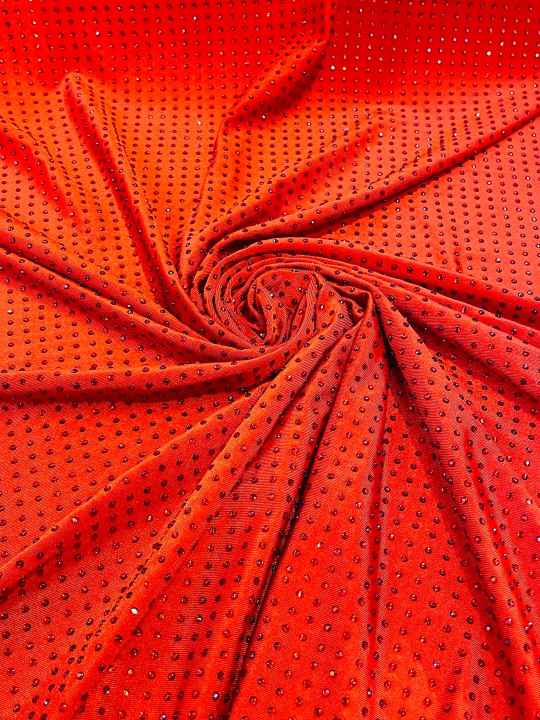 Red Luxury Rhinestone on Miliskin Spandex 4 Way Stretch Fabric 60" Wide ...